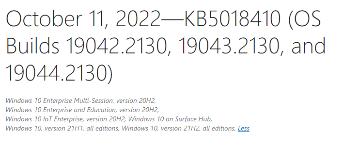 Windows 10 22H2 Cumulative Update- October Patch Tuesday Update not ...