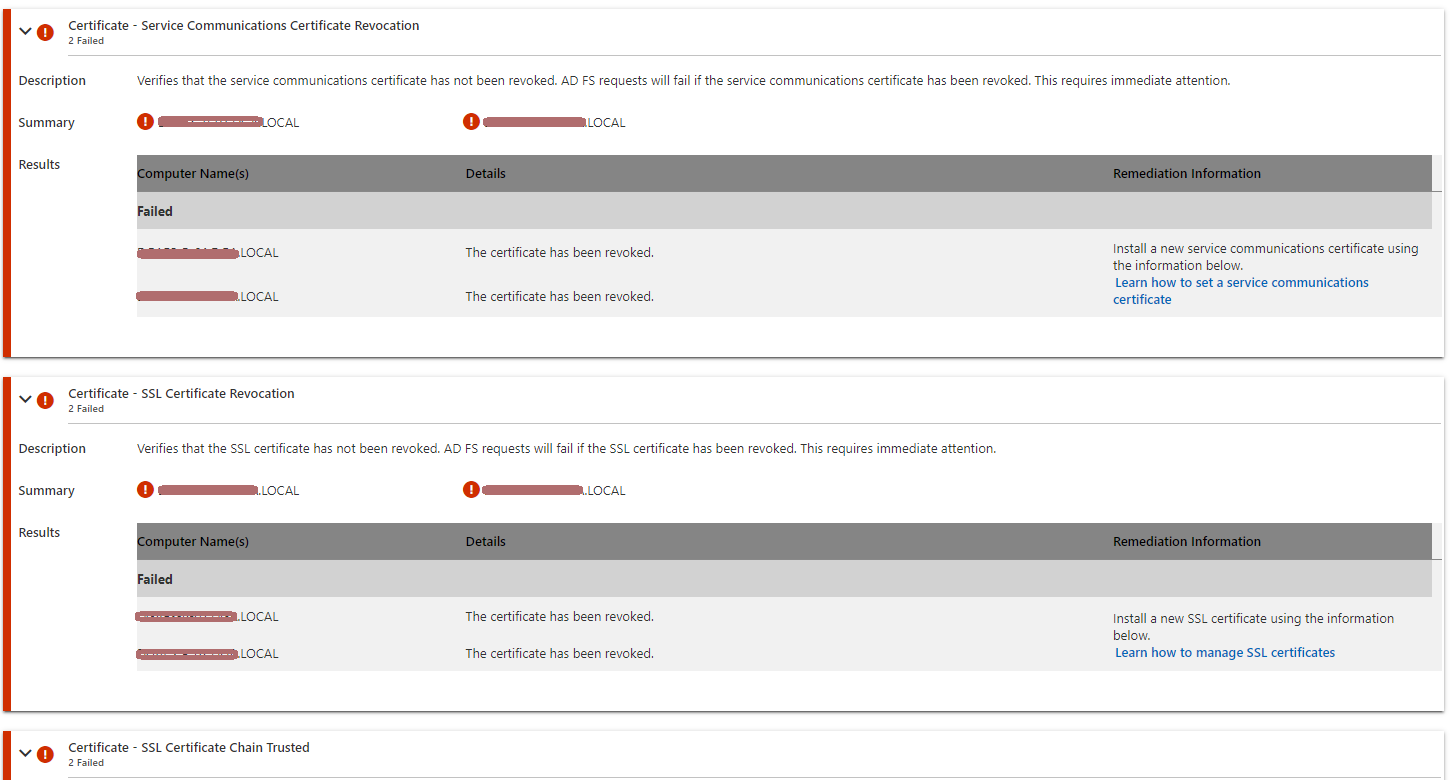 ADFS certificate revoation error - Microsoft Q&A