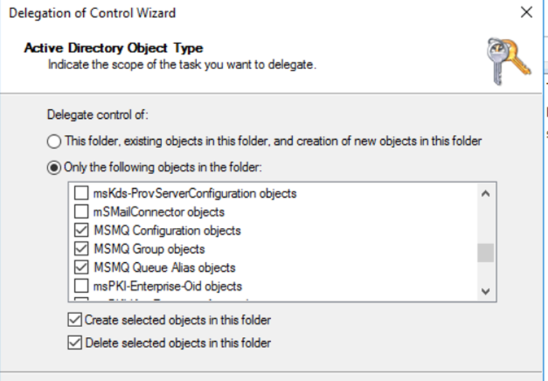 Delegated Permissions For Removing Msmq Sub Object In Ad Microsoft Qanda