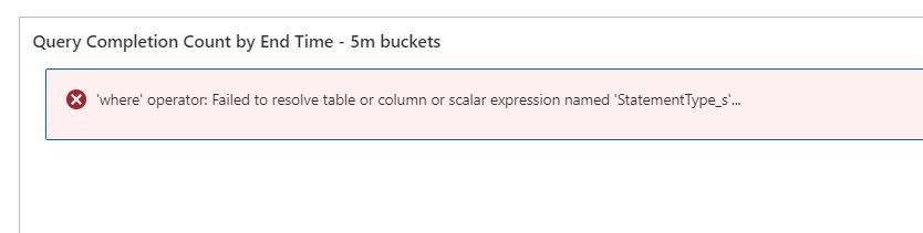 'where' operator: Failed to resolve table or column or scalar expression named 'StatementType_s ...