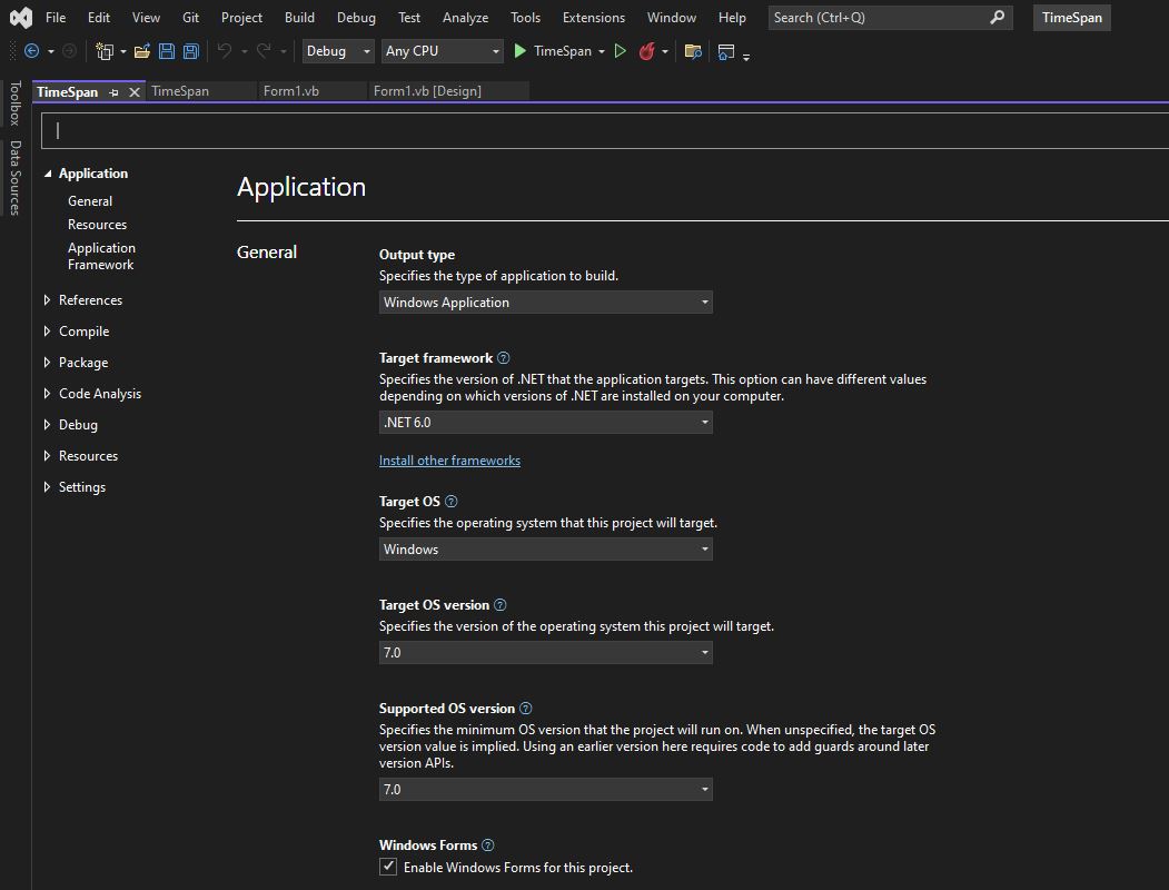 New project properties page in VB 2022 - Microsoft Q&A
