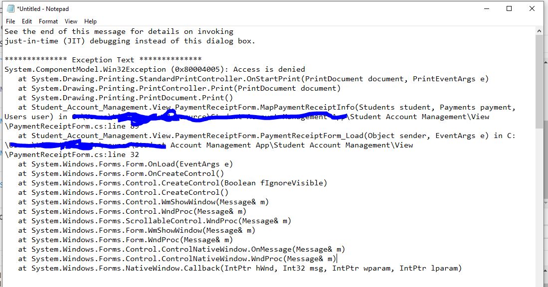 Systemponentmodel Win32exception 0x80004005 Access Is Denied Microsoft Qanda