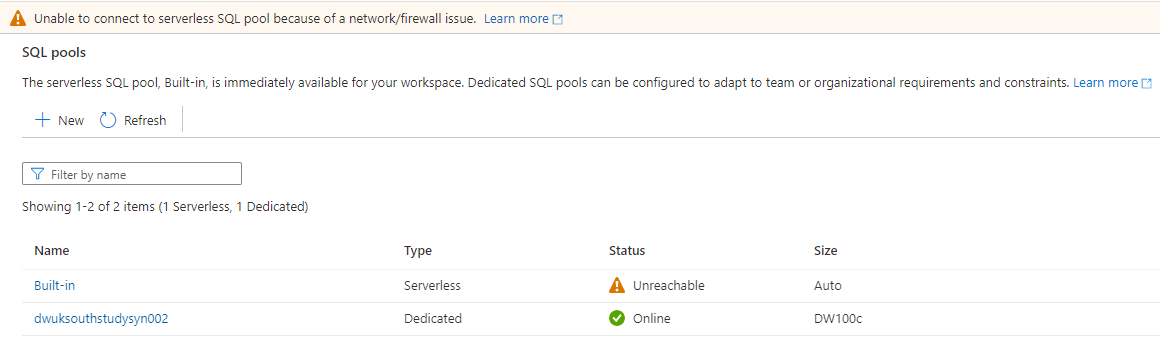 Why is the serverless sql pool unreachable from my work laptop in a ...