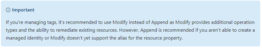 Append Tag policy not working - Microsoft Q&A