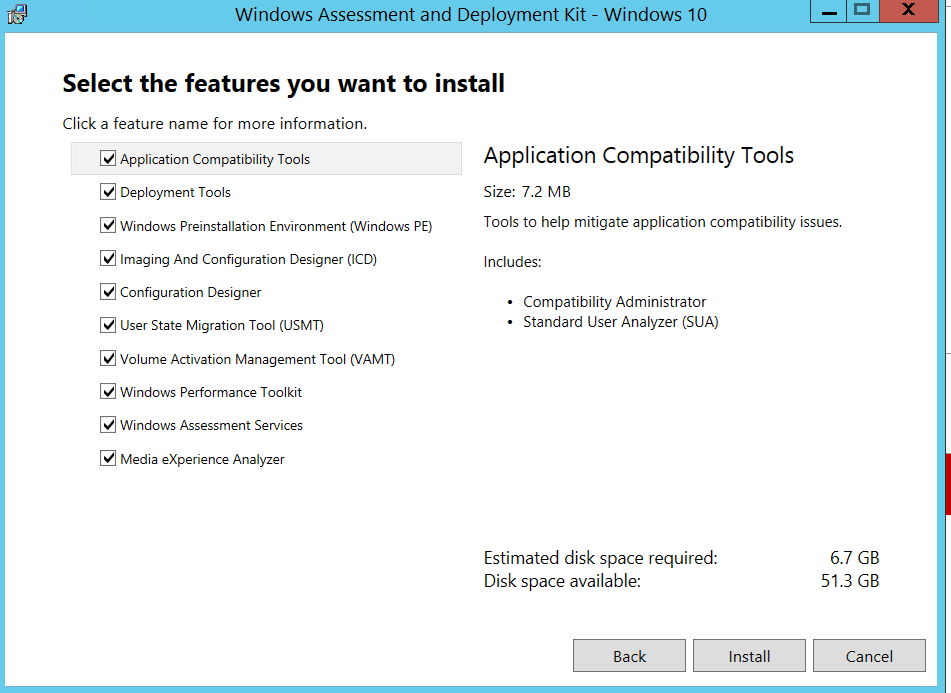 How can I identify what features of Windows ADk are selected ...