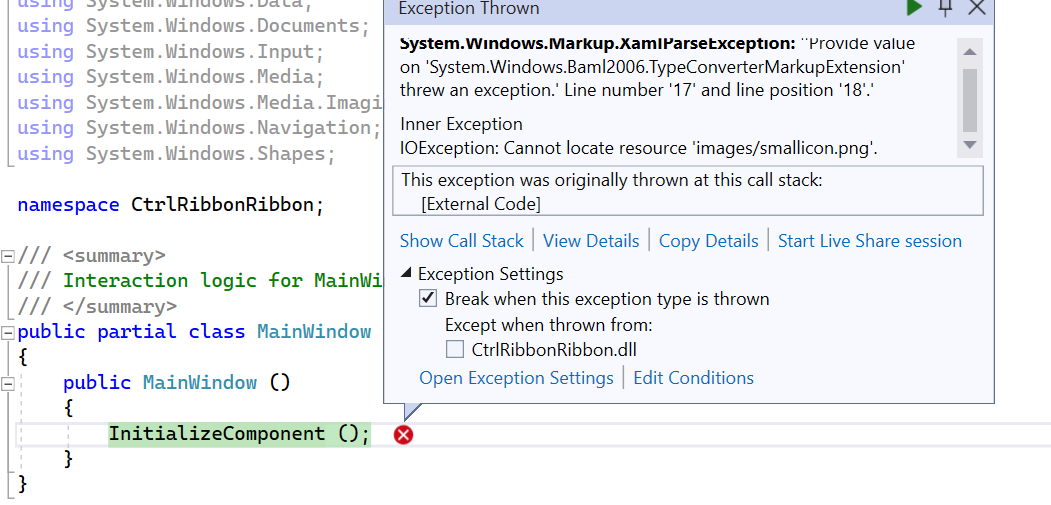 Getting Error Xdg0008 When Trying System Windows Controls Ribbon Example Microsoft Qanda