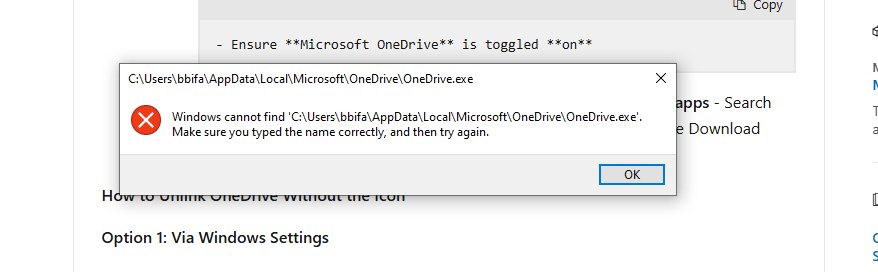 Unable to find OneDrive icon in order to unlink my computer - Microsoft Q&A