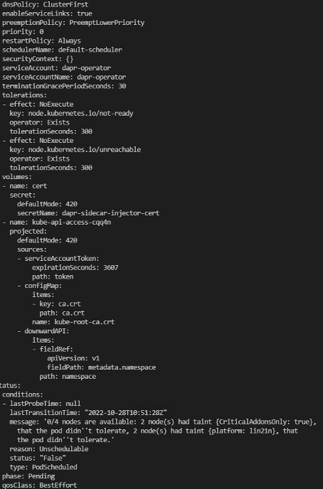 Passing nodes taints in the --configuration-settings of az k8s ...