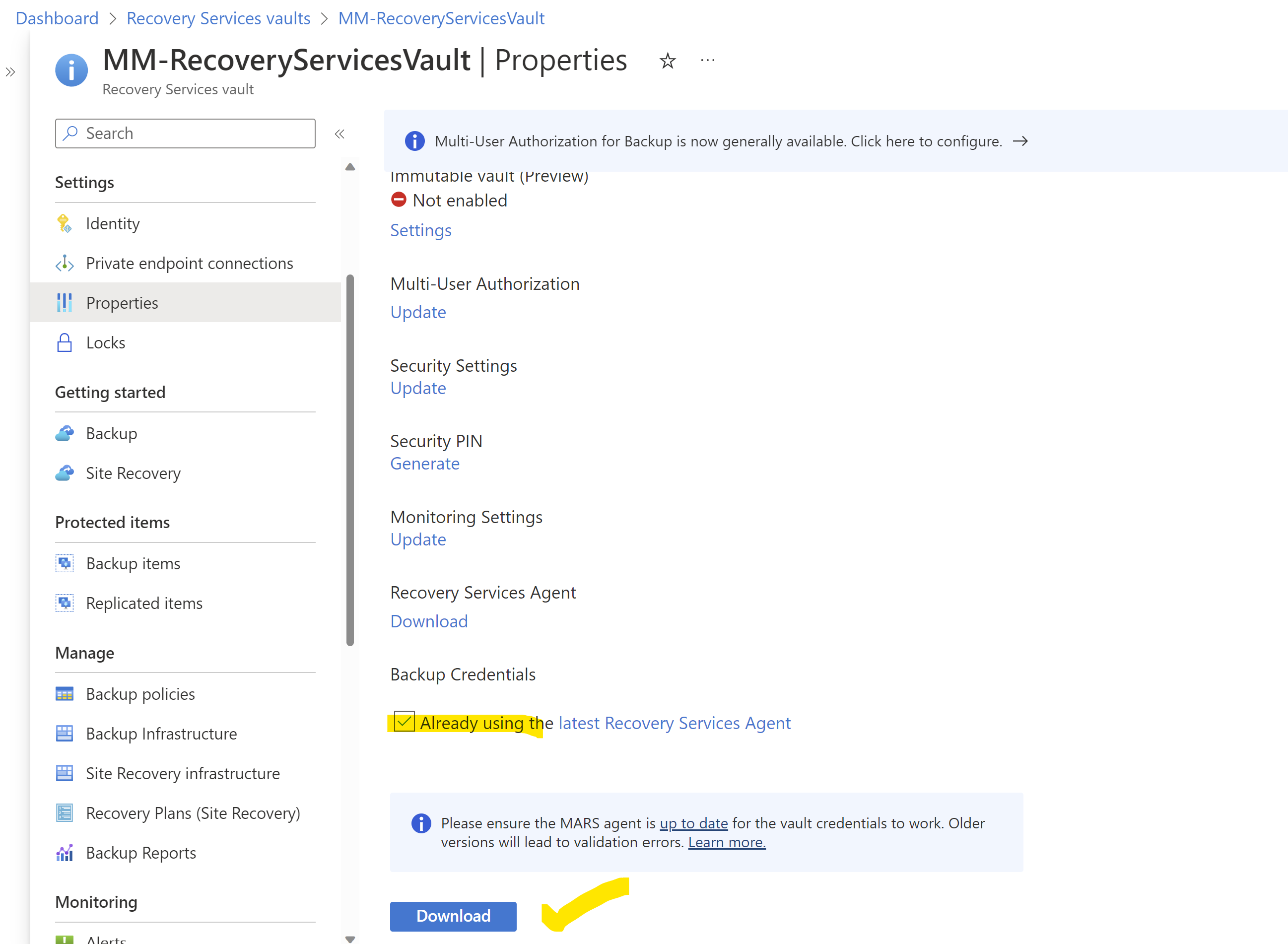 ON PREMISES BACKUP WITH MARS - Microsoft Q&A