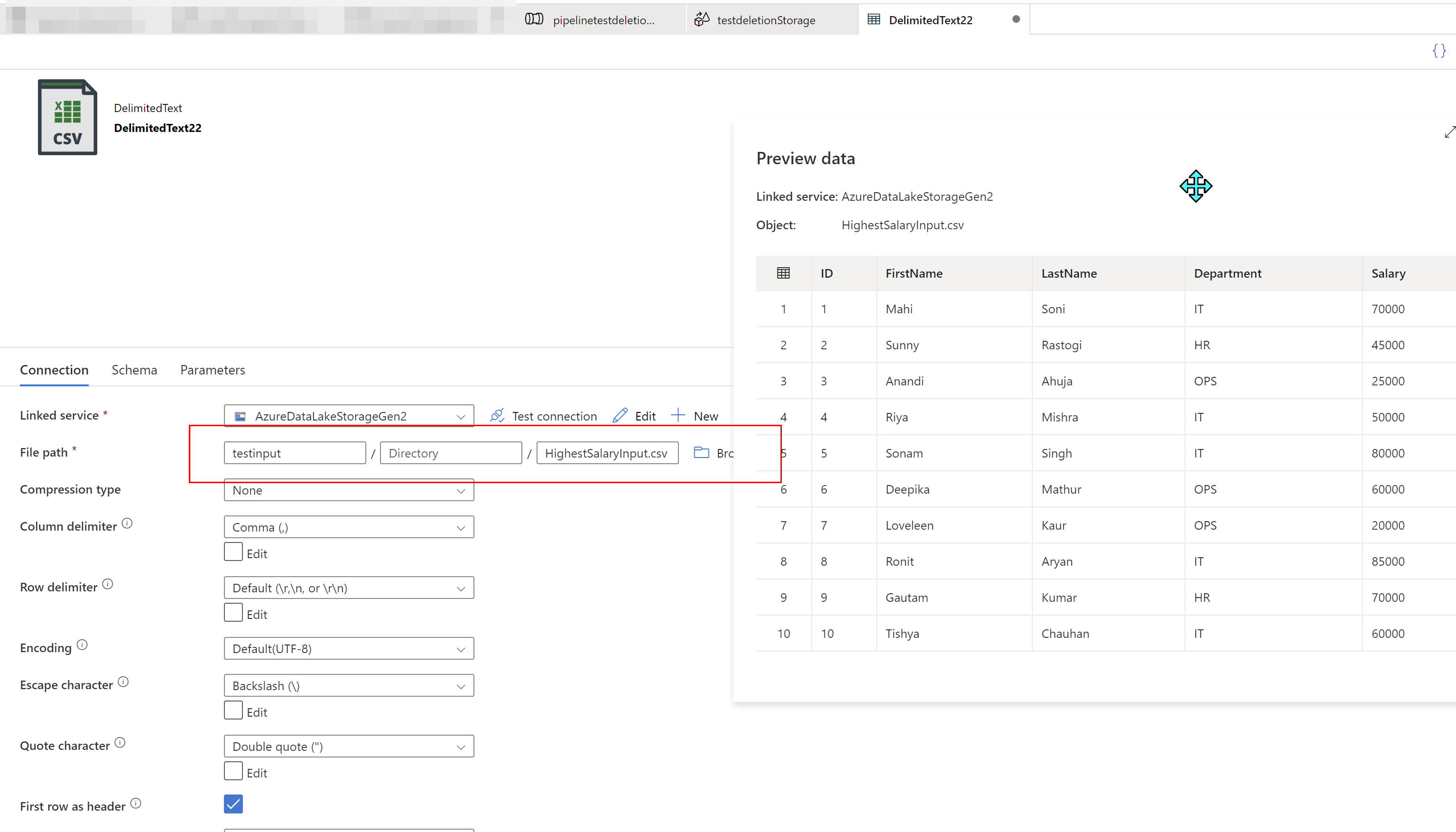 InvalidAbfsRestOperationExceptionjava.net.UnknownHostException : Pipeline failed while loading ...