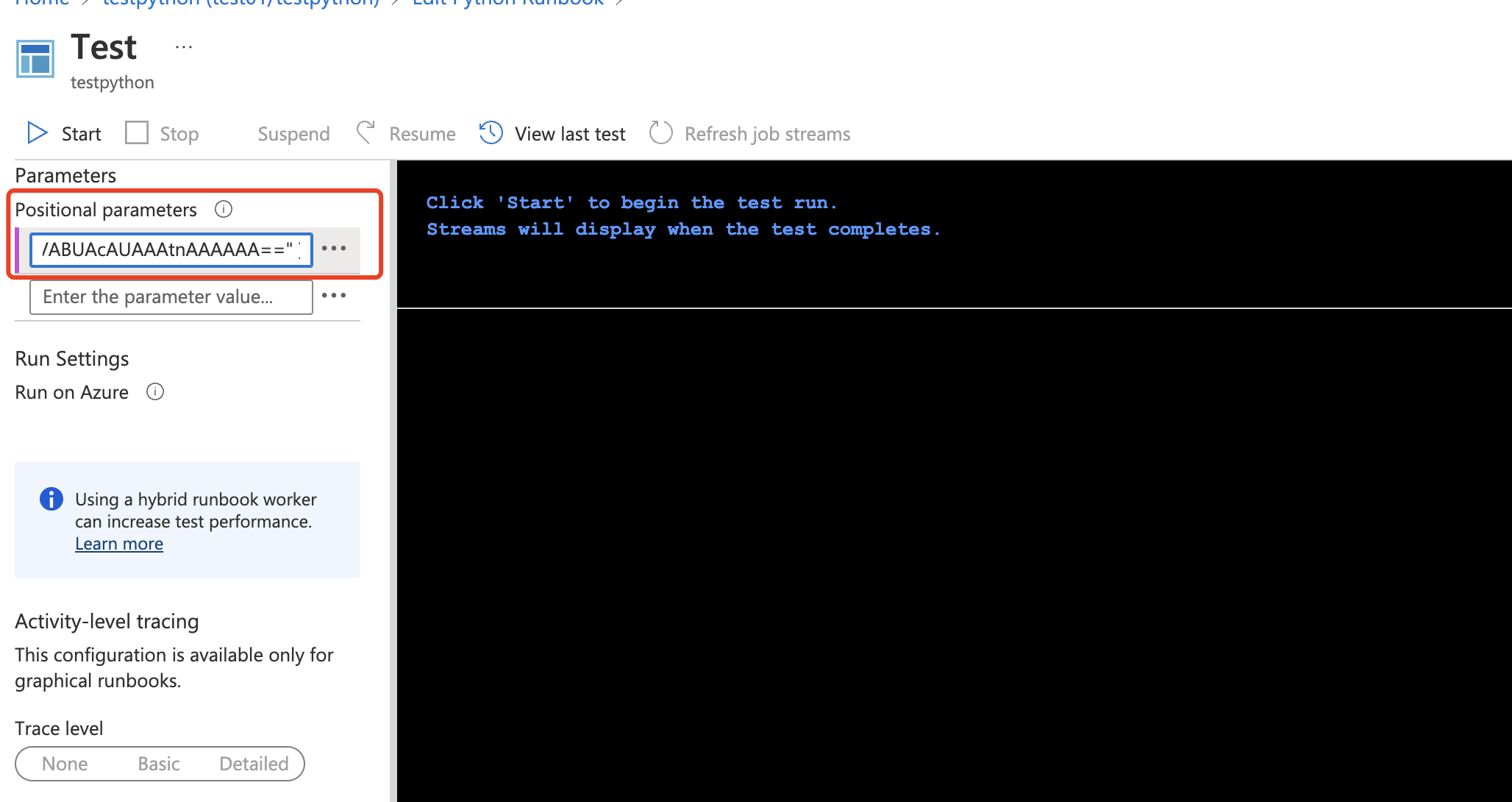 Running the runbook return me an error due to long parameters - Microsoft Q&A