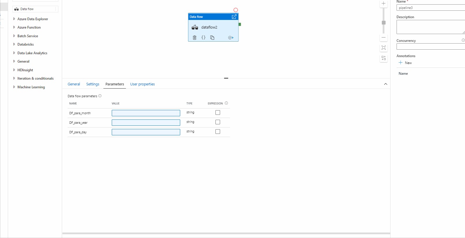 Azure Datafactory Passing Parameter To A Datasource On A Dataflow Microsoft Qanda