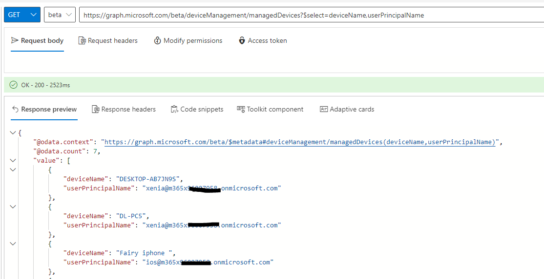 Fetch list of all Azure AD device - Microsoft Q&A