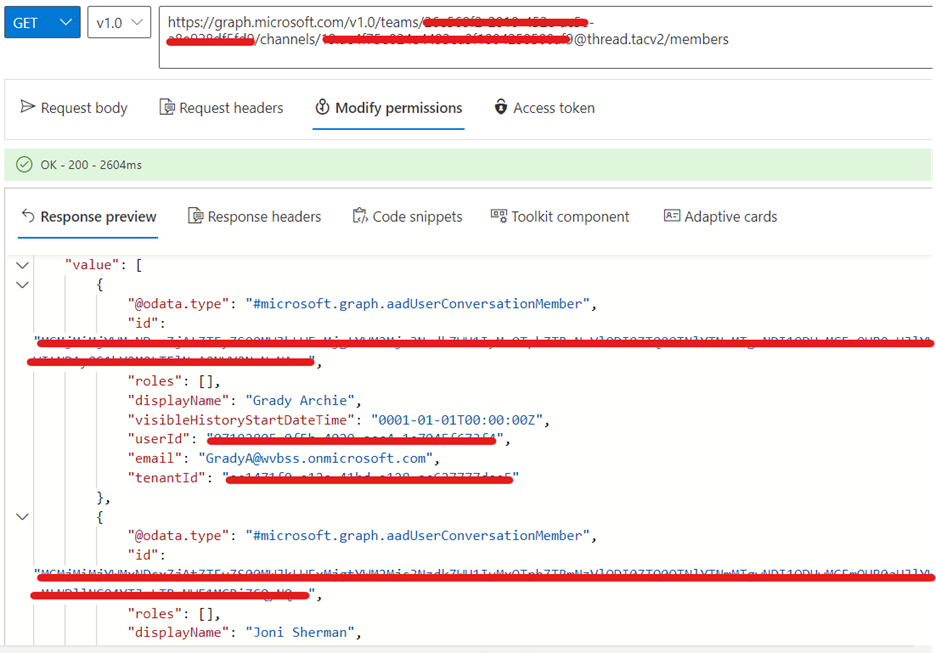 Graph API Channel Members - Microsoft Q&A