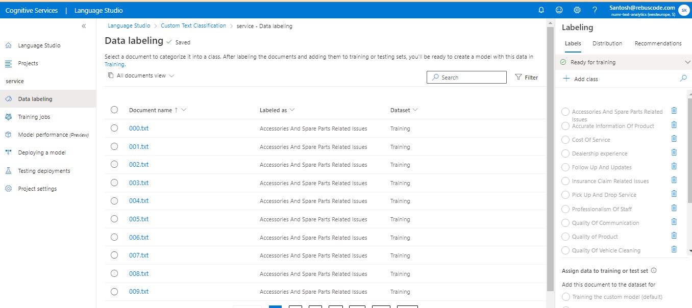 SingleLabelClassifyActionResult not returning any output in Azure ...