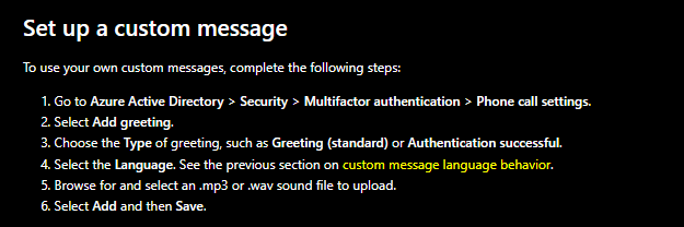 custom message on the Azure MFA enrollment page - Microsoft Q&A