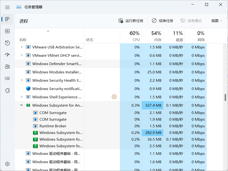 Windows Subsystem for Android™(WSA) don't show the running screen,but ...