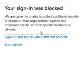 Your Sign in blocked - Azure Portal login - Microsoft Q&A