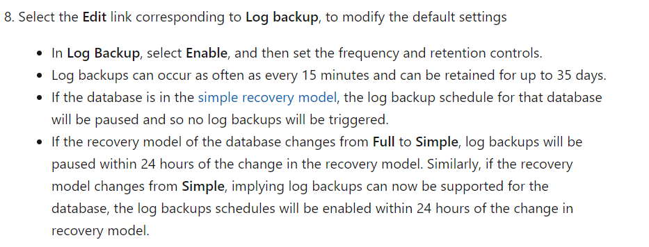 Azure Backup for SQL on a VM - Log backups - Microsoft Q&A