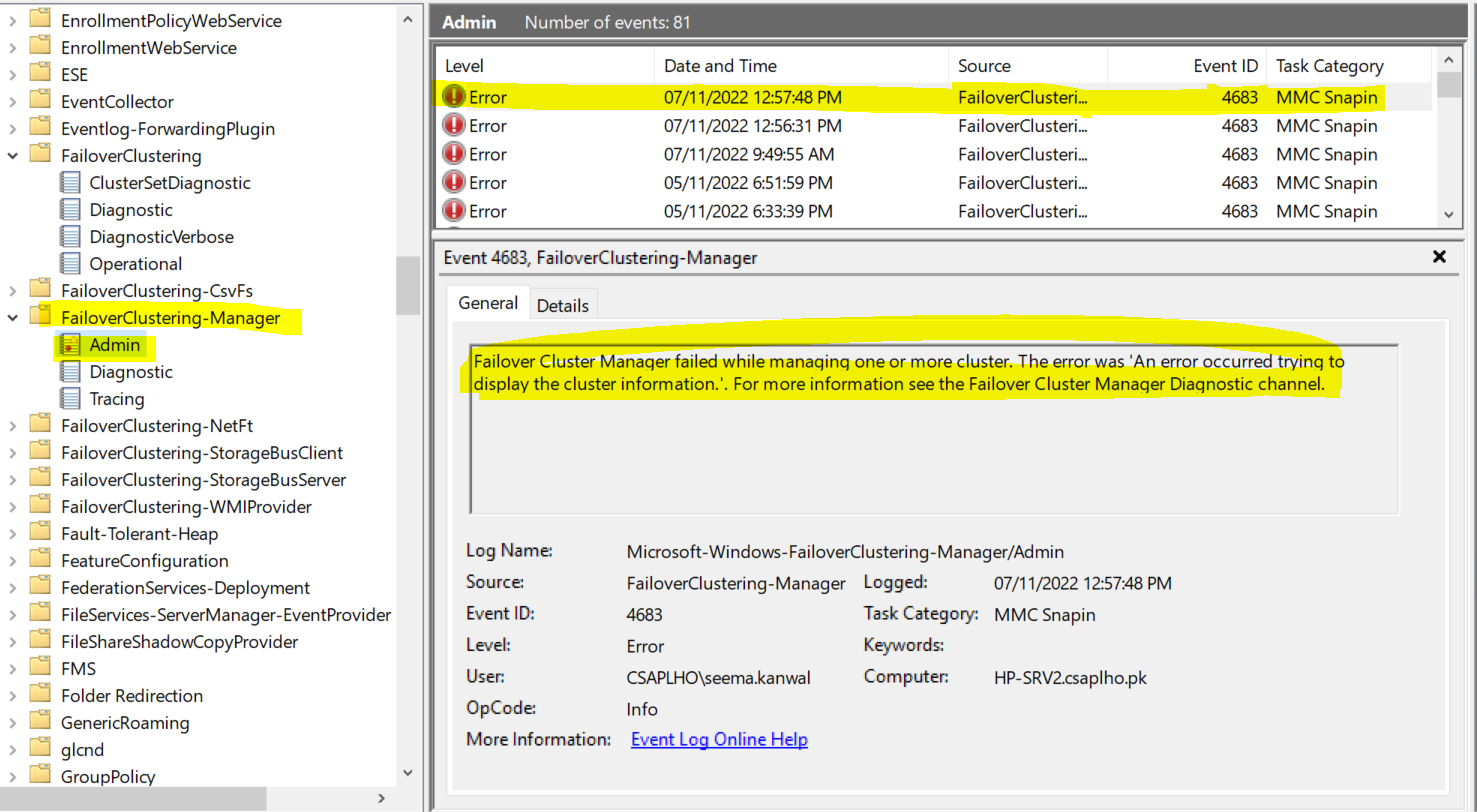 Unable to Open /connect cluster through failOver Cluster manager ... Unable to Open /connect cluster through failOver Cluster manager ...