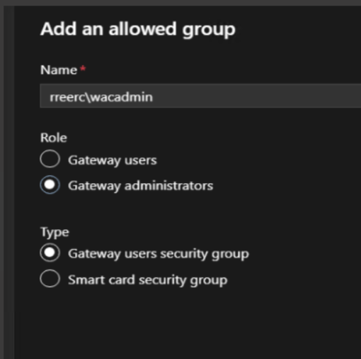 Can creating a Windows admin center Gateway administrator be fixed? if ...