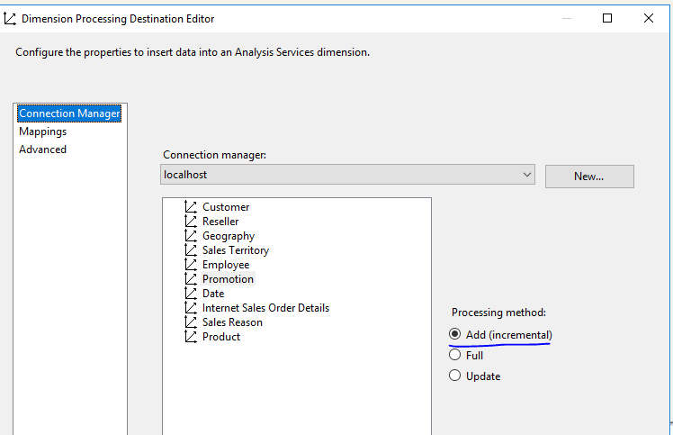 ProcessAdd option is not appearing for dimensions in SSAS MDX cubes - Microsoft Q&A