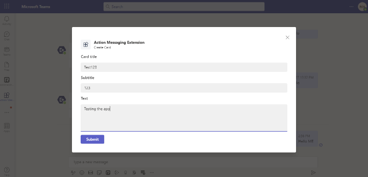Message Extension Action In Ms Teams Desktop App Microsoft Qanda 9877