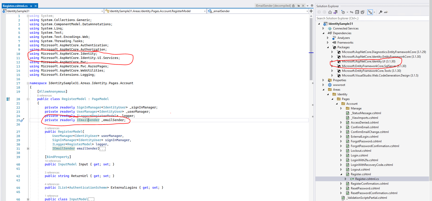 Where can I find namespace "Microsoft.AspNetCore.Identity.UI.Services" - Microsoft Q&A