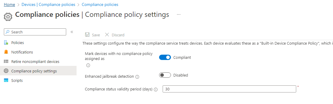Intune- Built in device compliance policy not comliant - Microsoft Q&A