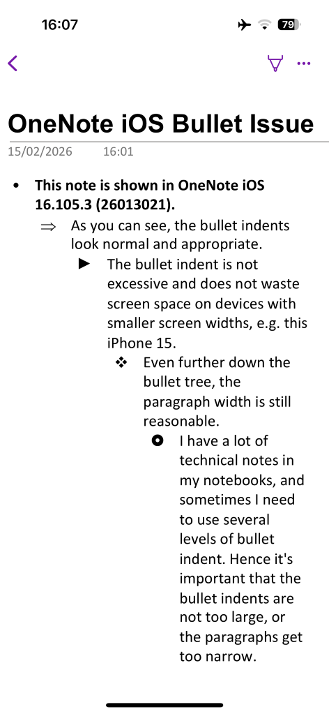 OneNote iOS Bullet Indent Issue with version 16.106 - Microsoft Q&A