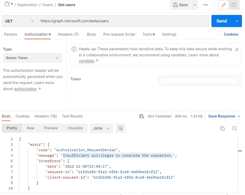 Insufficient Privileges To Complete The Operation While Retrieving Users After Replacing