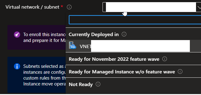 SQL Managed Instance - November release subnet requirements - Microsoft Q&A