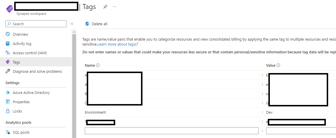 Failed to inherit a tag value from Synapse Analytics managed RG - Microsoft Q&A