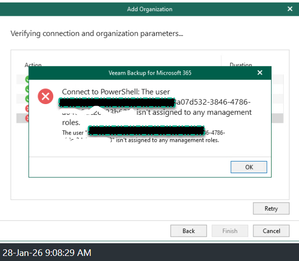 Enterprise app not given permissions during Add Organization Wizard ...