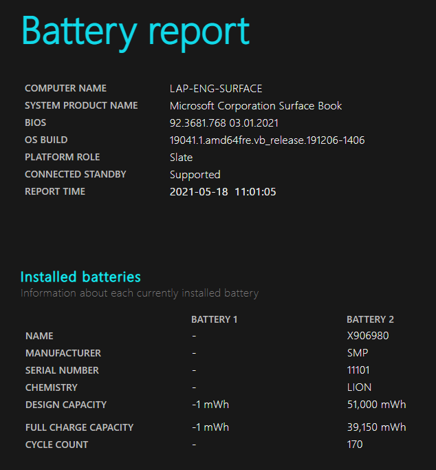 Surface book battery 1 0% and not charging, Battery 2 100% Full charged ...