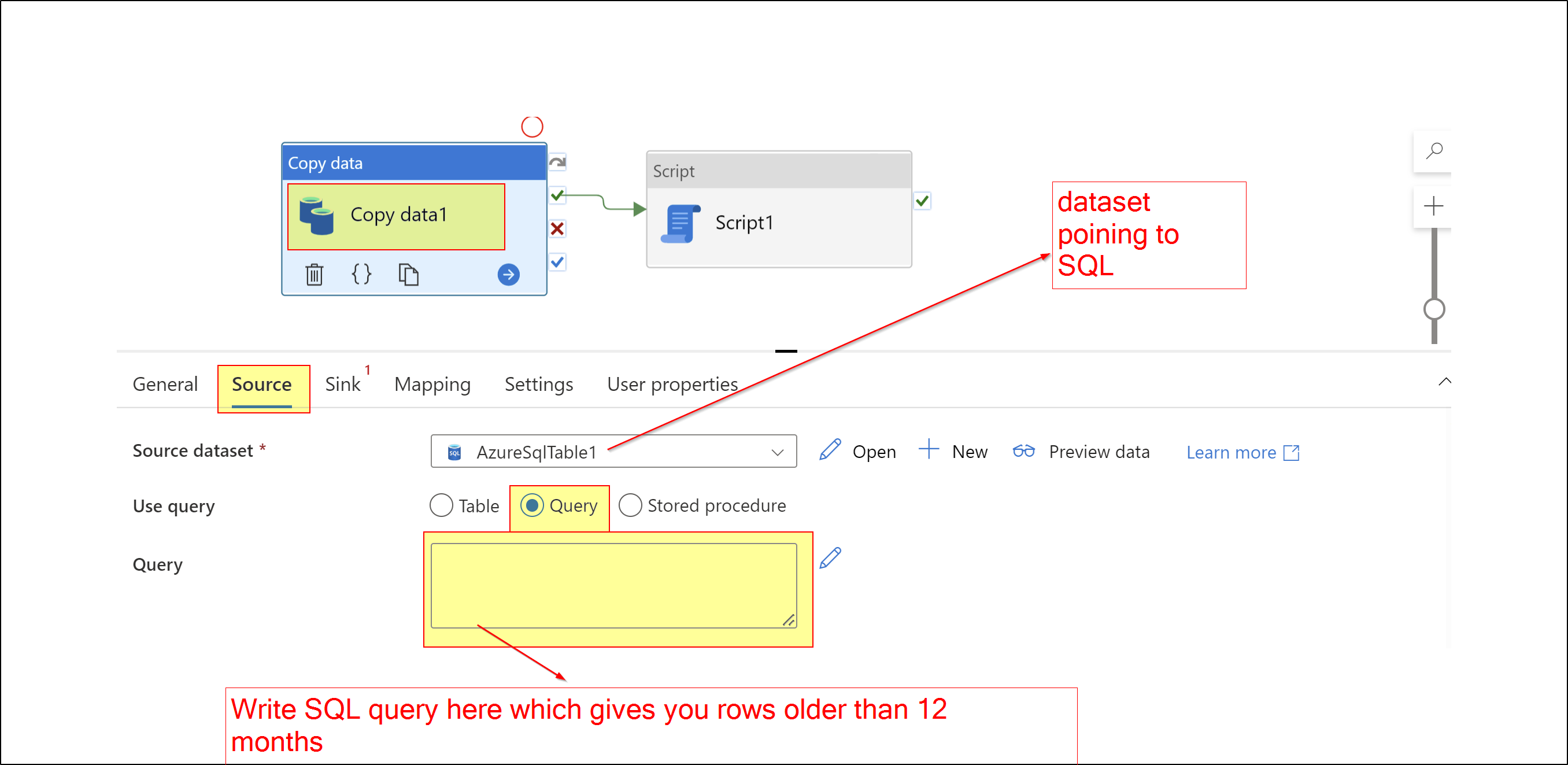Use Data factorys to archive SQL data to json files on a blob storage ...