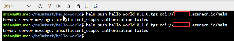 Push To Azure Container Registry Using Helm Throws Error Server