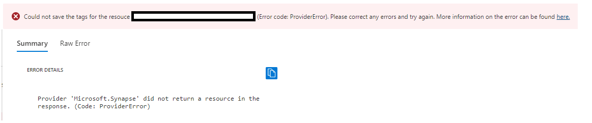Failed to inherit a tag value from Synapse Analytics managed RG - Microsoft Q&A