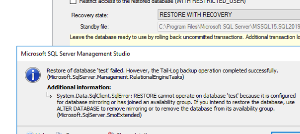 Restore standalone database to Always on availability replica ...