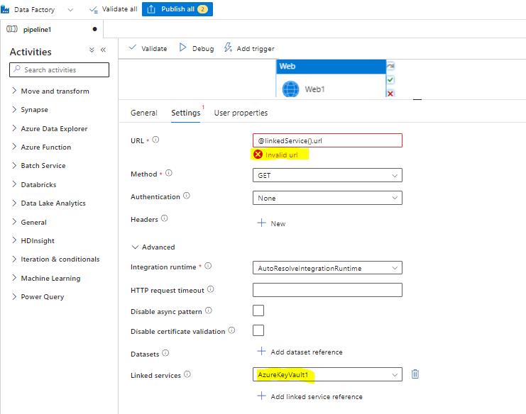 Update ADF Webactivity url as per environment from CICD deployment ...