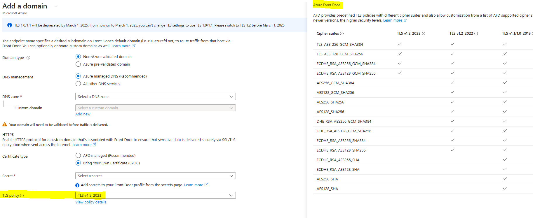 Is there a way to disable weak cipher suites in Azure Front Door ...