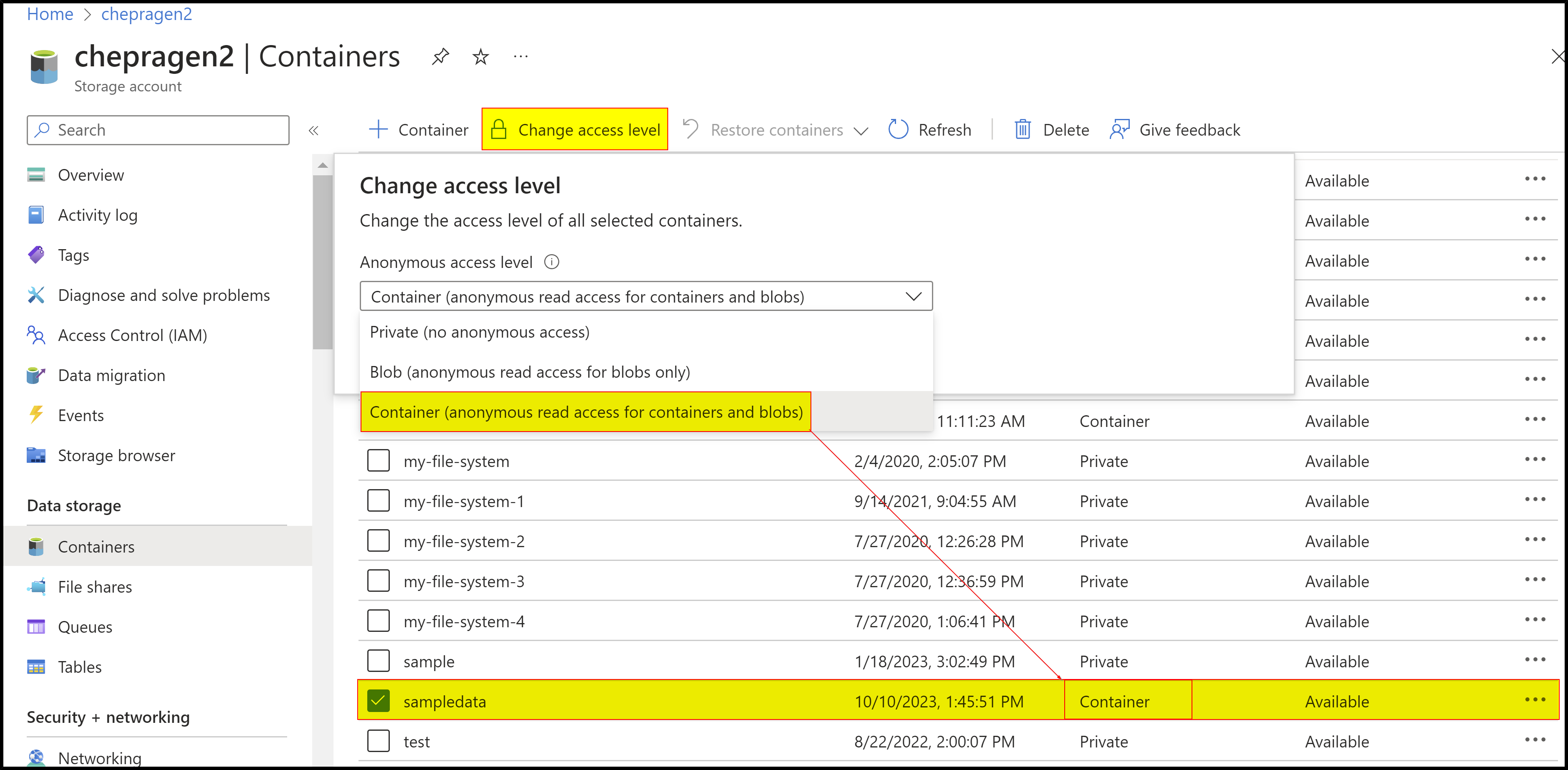 Unable to access container-name in account storage-account-name.blob.core.windows.net using ...