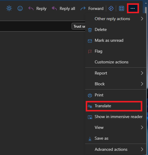 right click > translate. New Outlook? - Microsoft Q&A