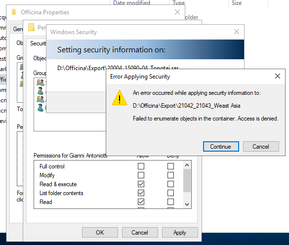 Error During Applying Security Information Microsoft Qanda