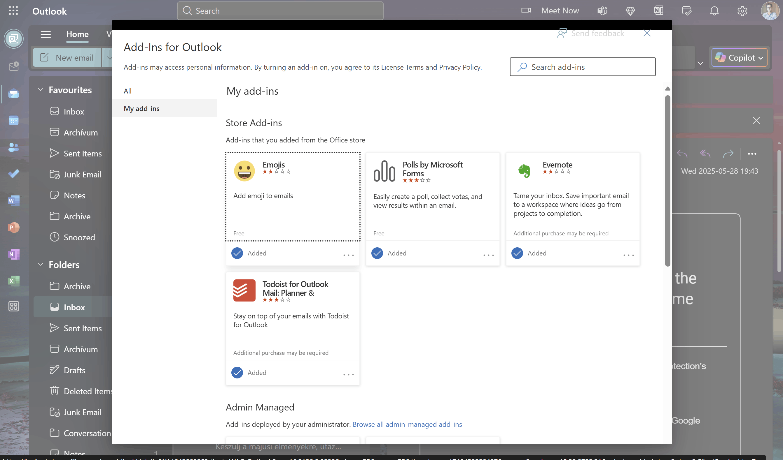 Send to Onenote add-in is missing from my account. Not available on ...