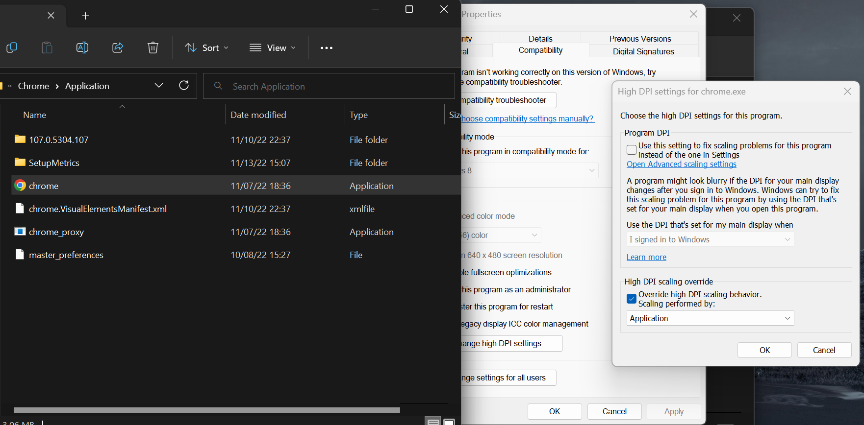 "Override High DPI Scaling Behavior" has no effect on Applications - Microsoft Q&A