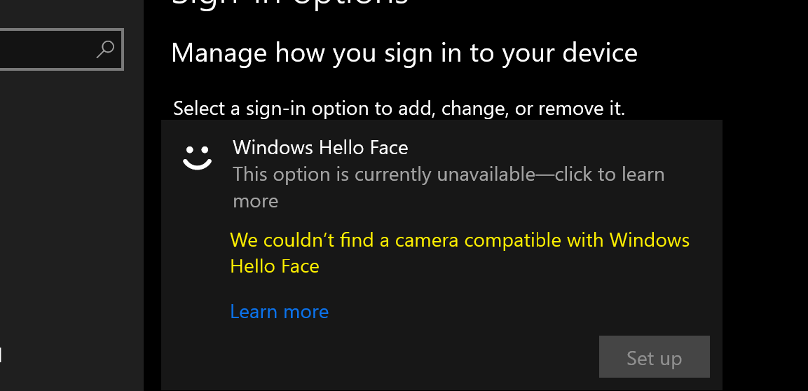 Download windows hello face recognition driver - Microsoft Q&A