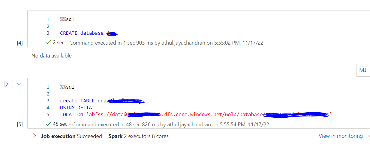 Creating A Delta Lake Table From Synapse Anayltics Fail With Error Java Lang