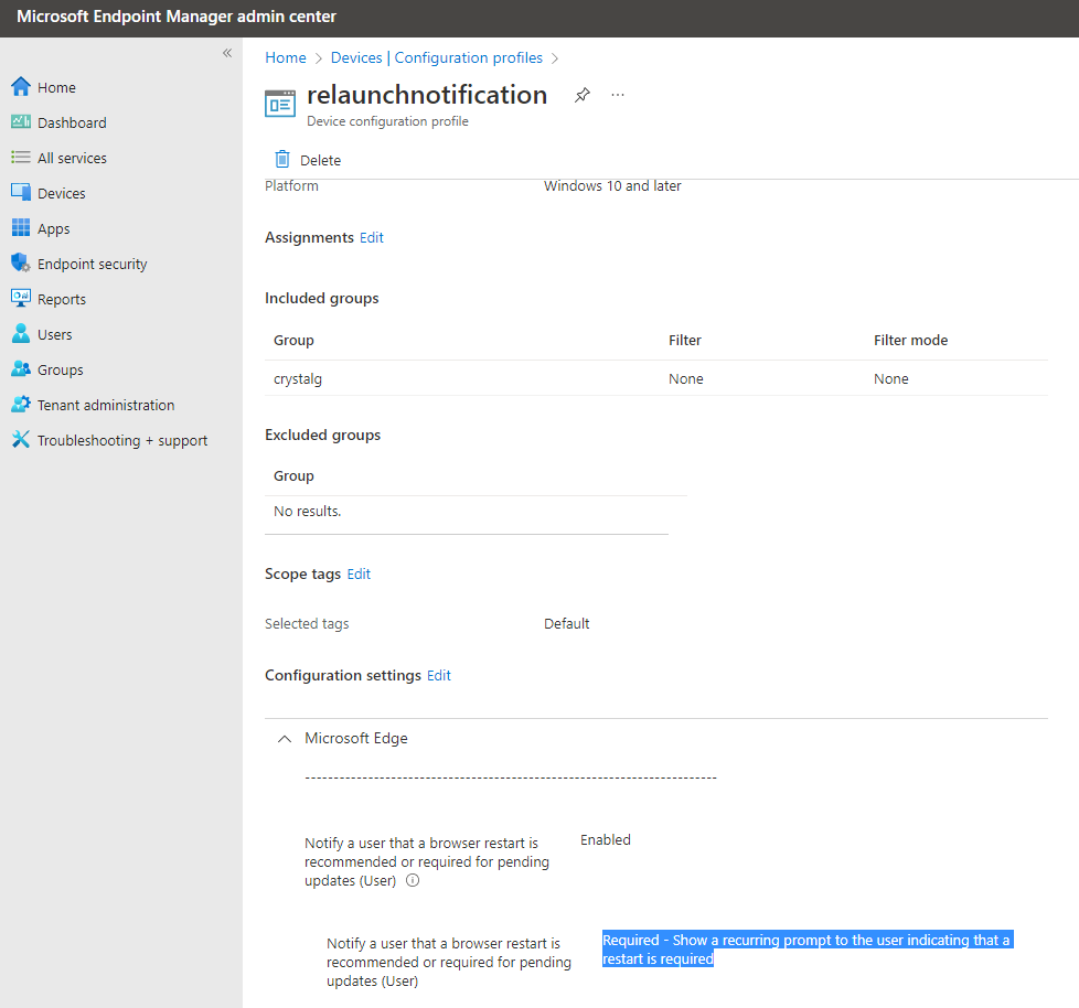 Relaunch Notification OMA URI for Edge - Microsoft Q&A