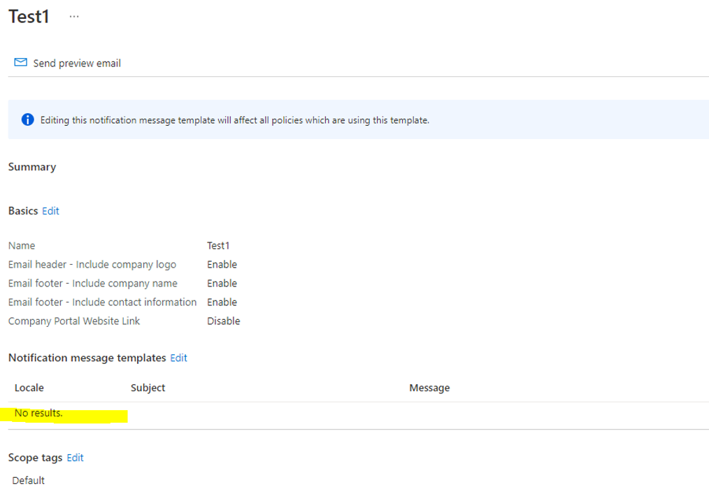 is there any placeholder to pass message and subject in graph api v1.0 for Compliance policies ...